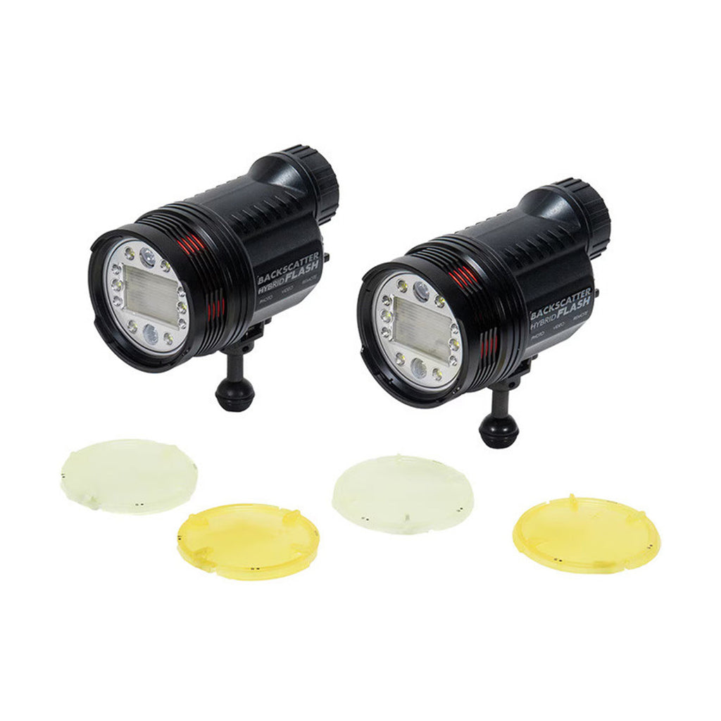 Backscatter Dual Hybrid Flash Underwater Strobe Bundle with Flat Diffu ...